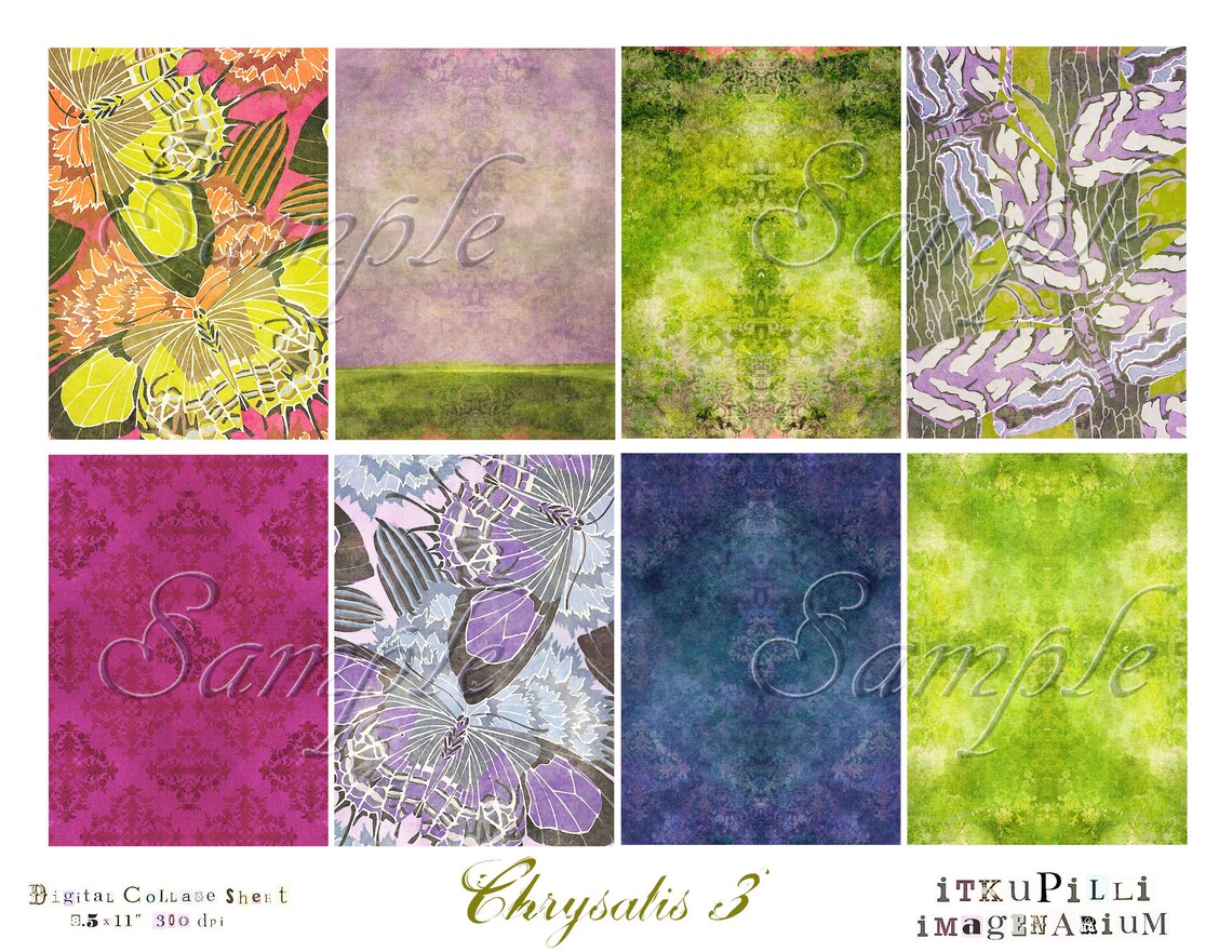 Chrysalis Bundle - 3 X Digital Collage Sheet - Jpg and Png - Printable ...