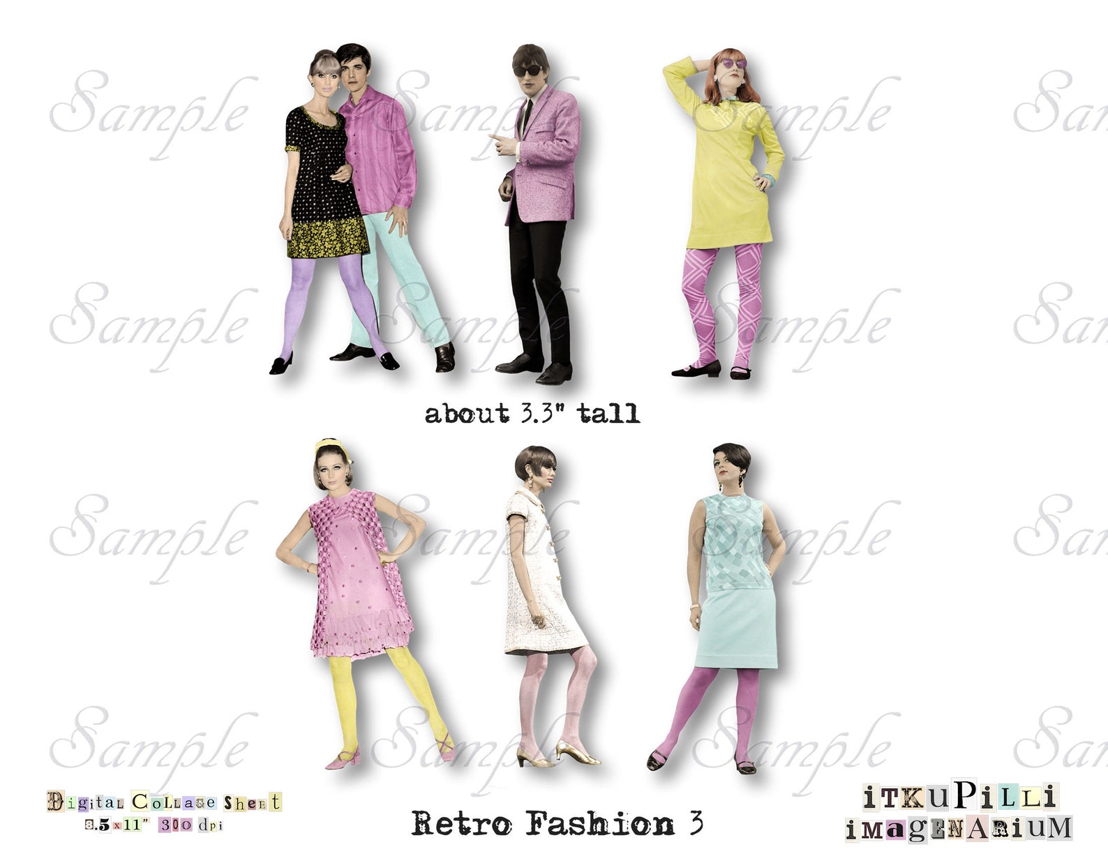 Retro Fashion 60s Models Bundle 3 X Digital Collage Sheet | Etsy