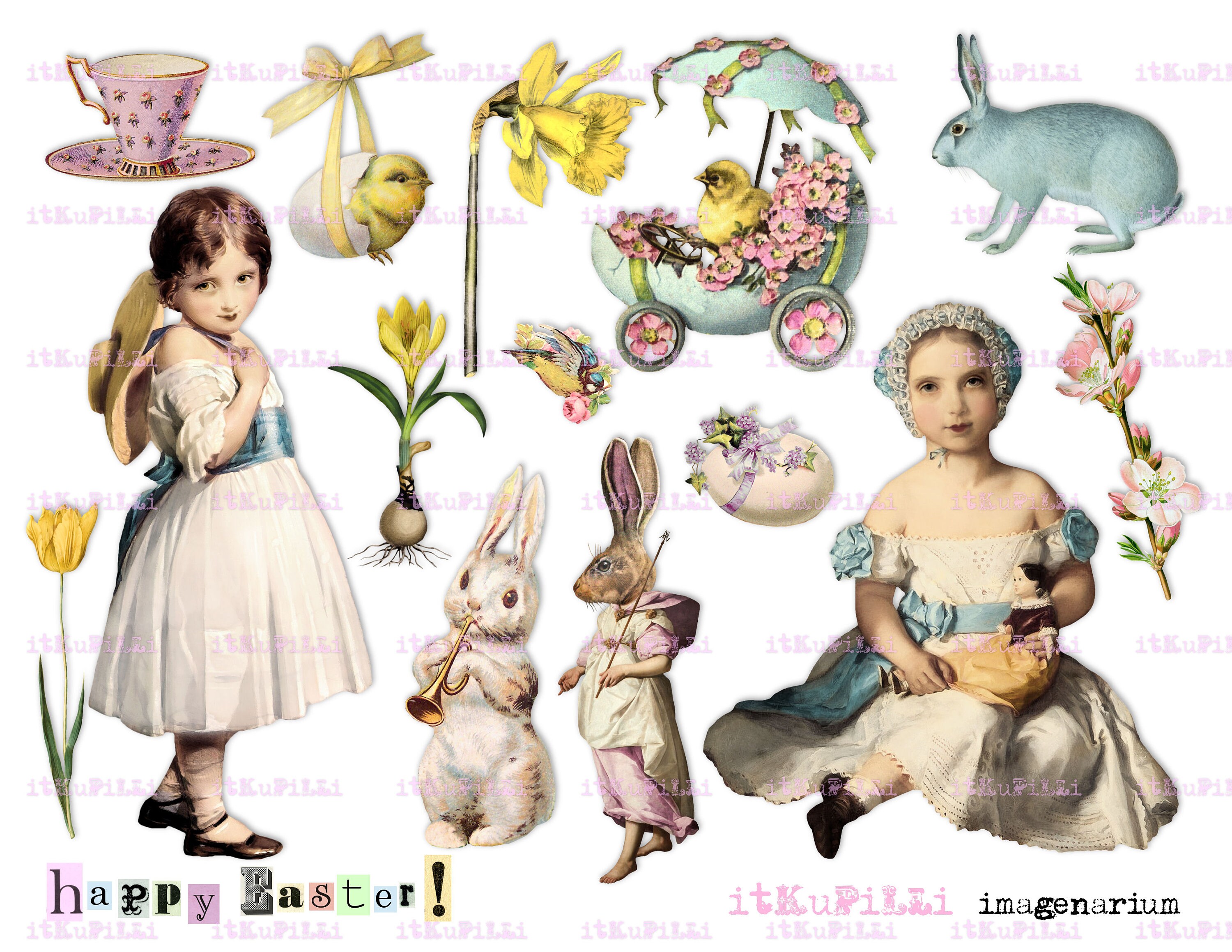 The Cutest Easter Bundle - Spring - 4 X Digital Collage Sheet - Jpg and ...