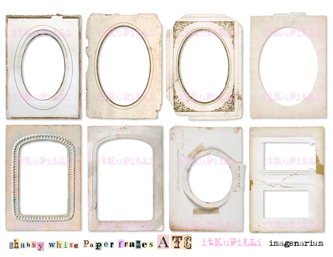 Shabby White Paper Frames ATC - Journaling, Collage, Scrapbooking ...