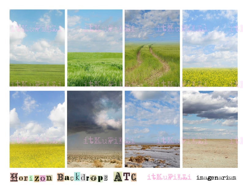 Horizon Backdrops ATC Backgrounds Digital Collage Sheet - Etsy