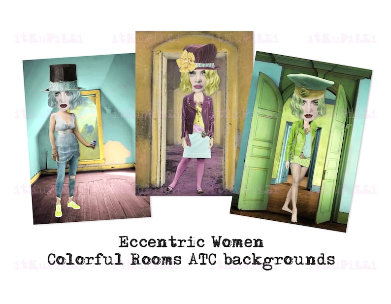 Eccentric Women ATC Sized Characters Digital Collage Sheet - Etsy