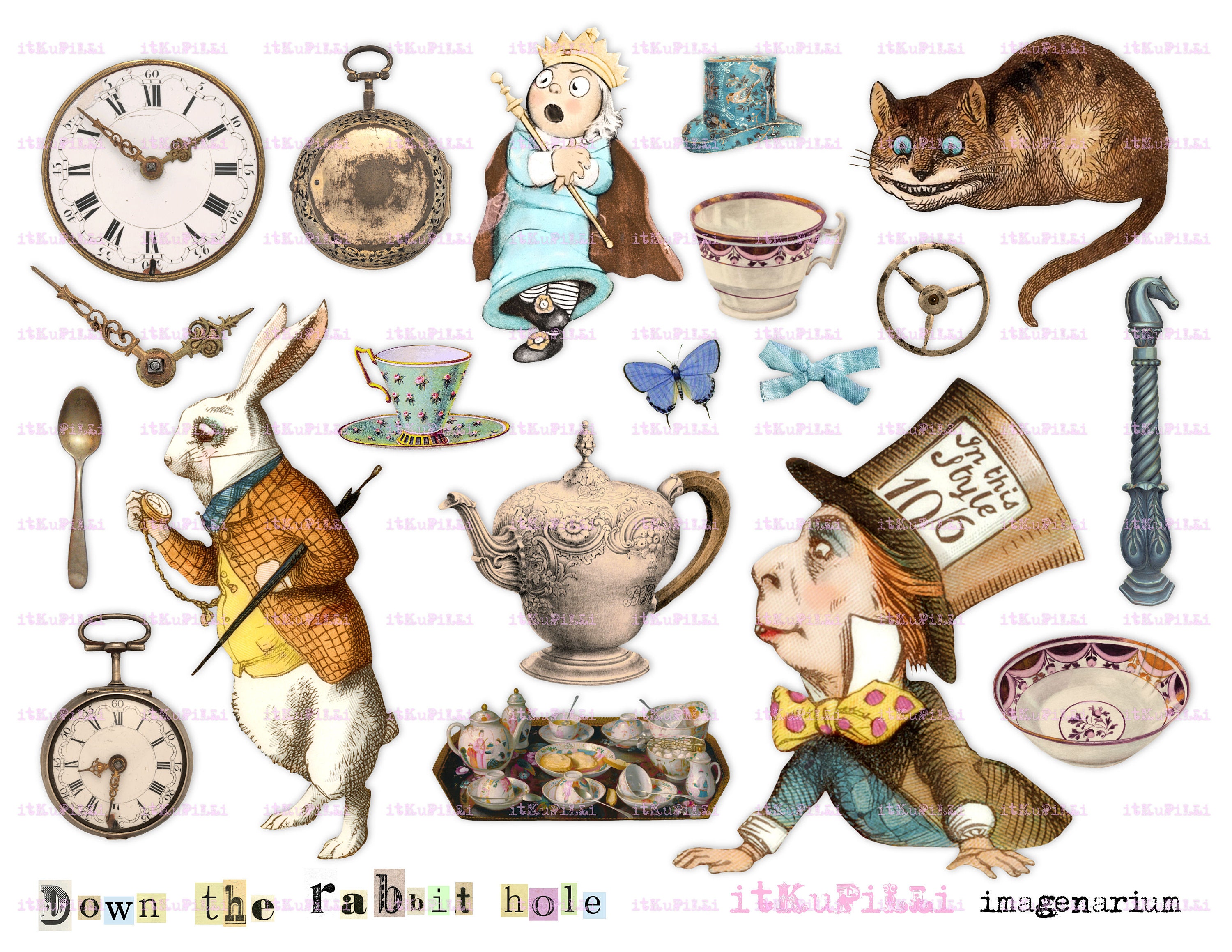 Alice in Wonderland Bundle 3 X Digital Collage Sheet Jpg - Etsy