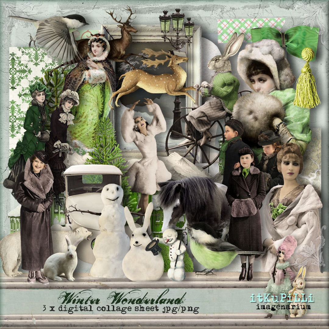 Winter Wonderland - 3 X Digital Collage Sheet - Jpg and Png - Printable ...