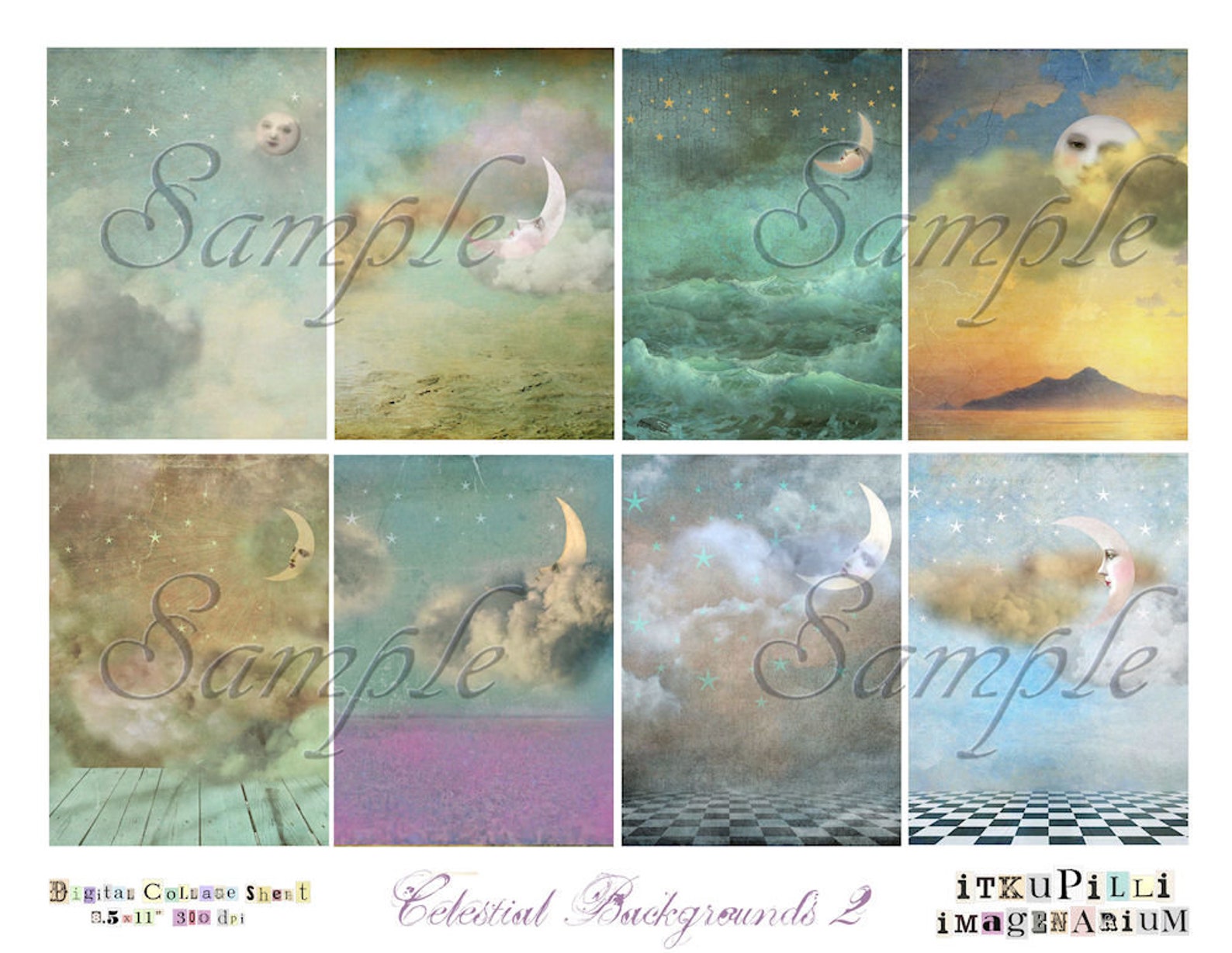 Celestial Backgrounds Bundle ATC Backgrounds Digital - Etsy