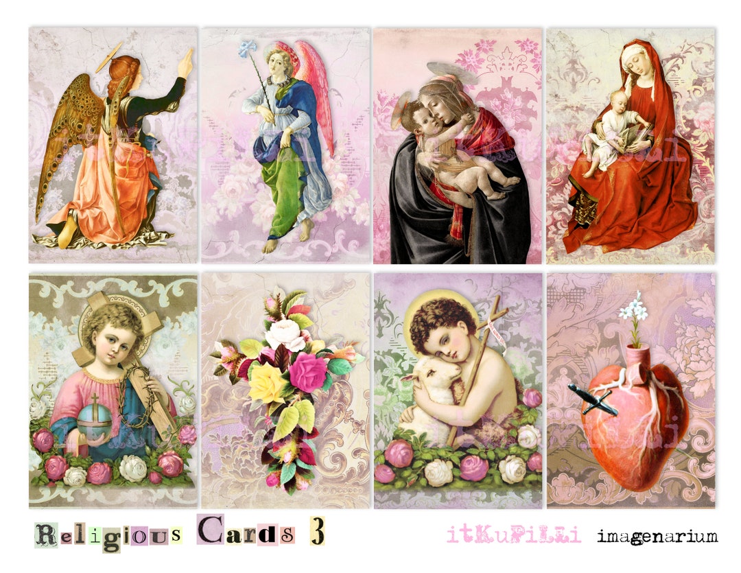 Religious Cards 3- ATC Card - Gift Tags - Digital Collage Sheet - Jpg ...