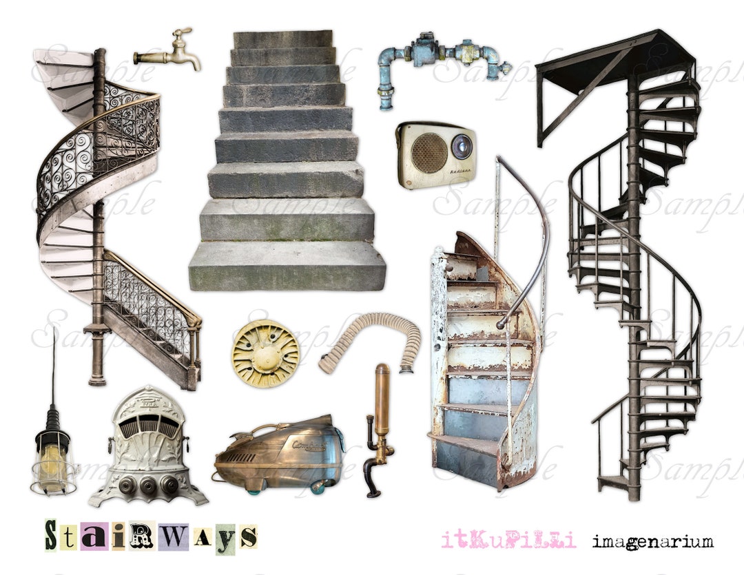 Stairways - Steampunk - Digital Collage Sheet - Jpg and Png - Printable ...