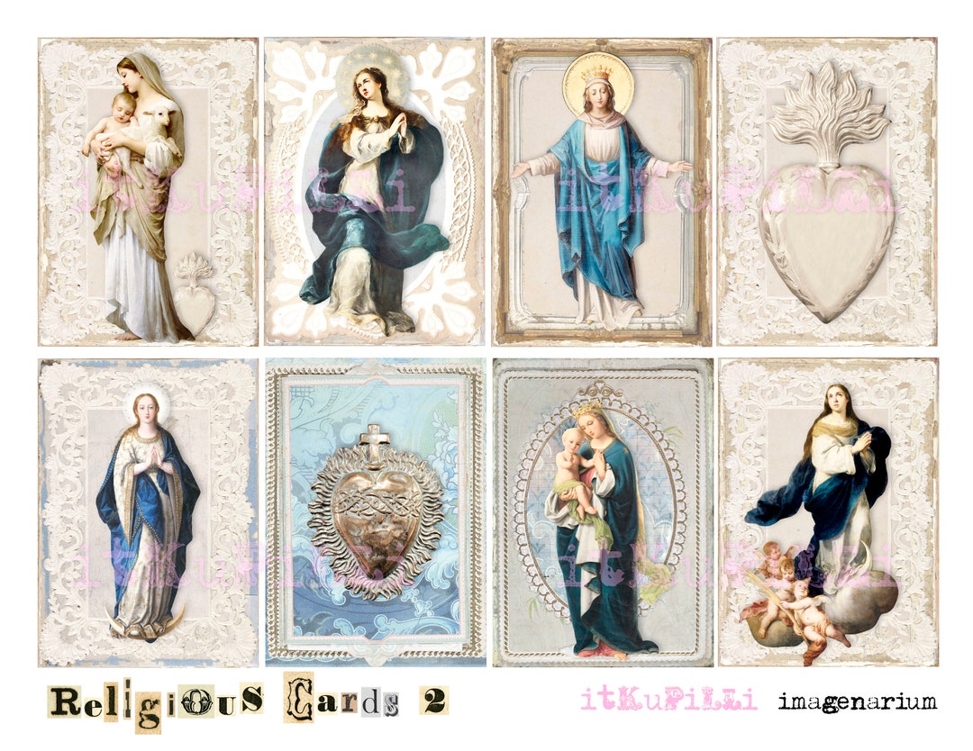 Religious Cards 2 - ATC Card - Gift Tags - Digital Collage Sheet - Jpg ...