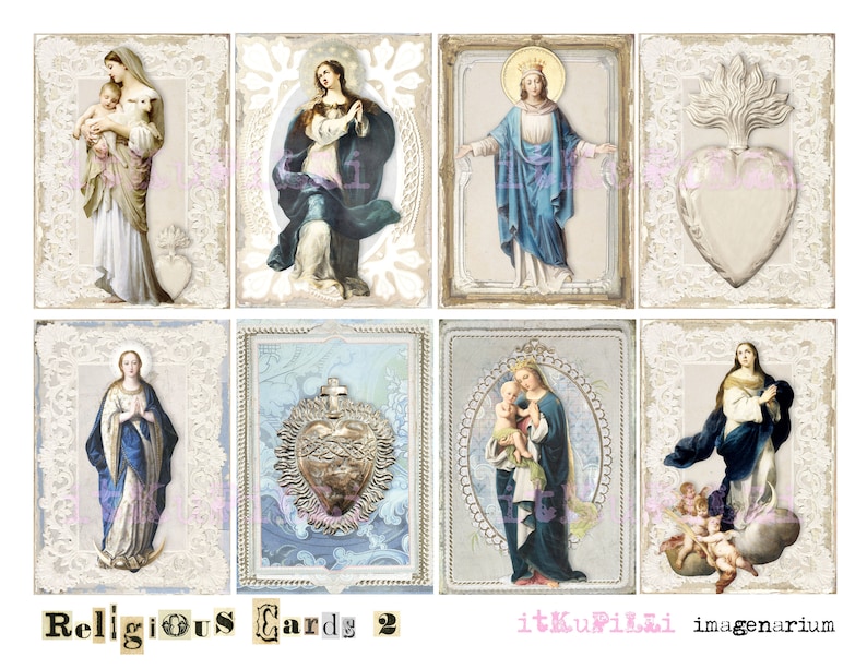 Religious Cards 2 - ATC Card - Gift Tags - Digital Collage Sheet - Jpg ...