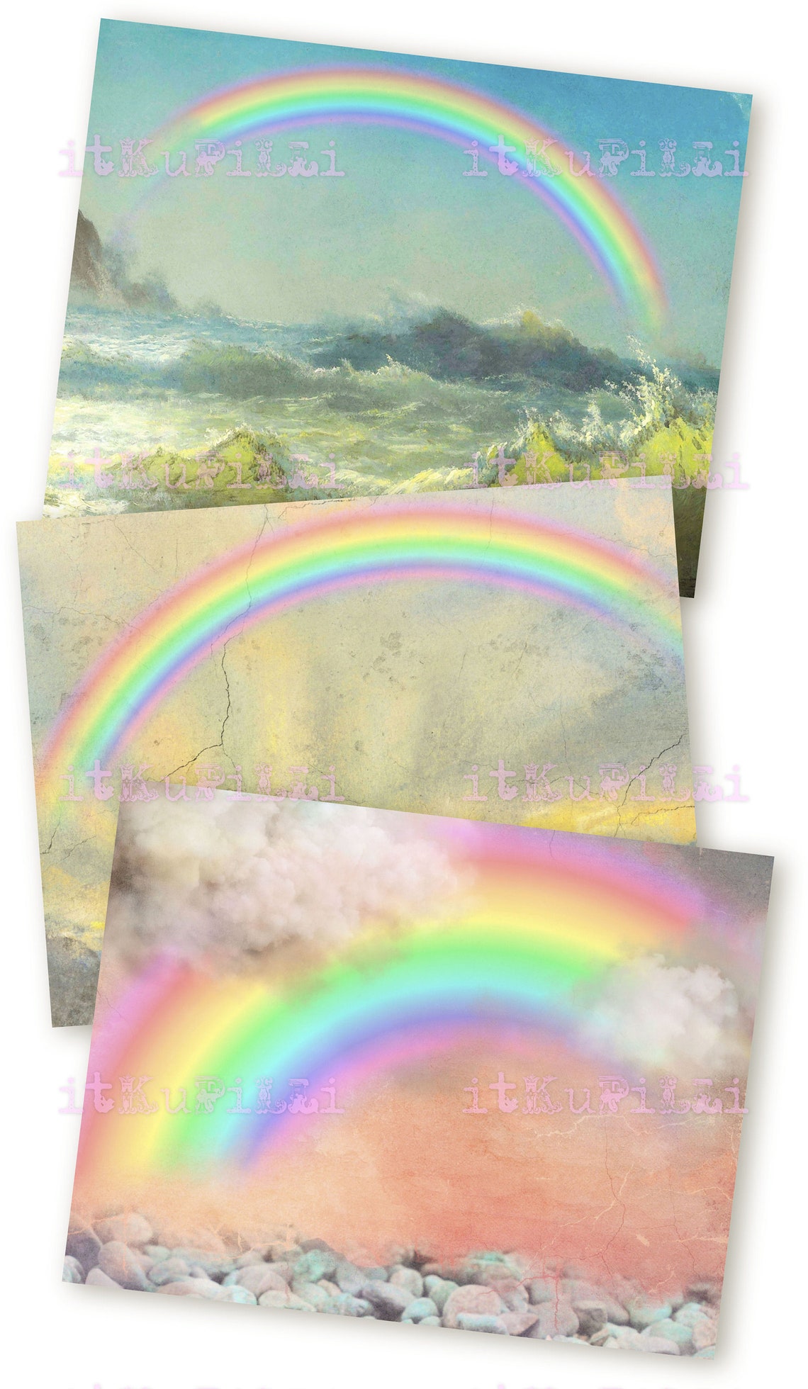Rainbow Landscapes Large 8.5x11 Backgrounds Digital | Etsy