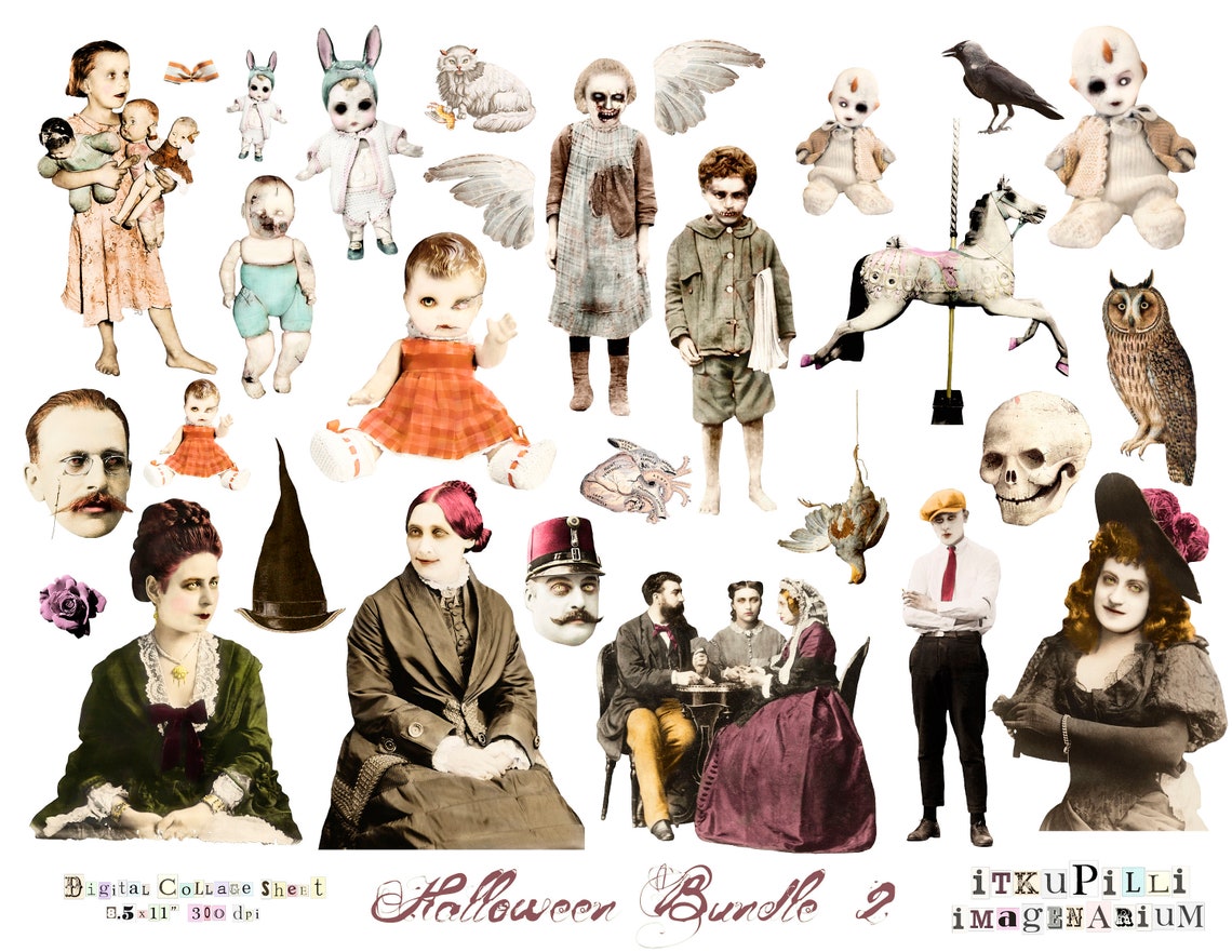 Halloween Bundle 3 X Digital Collage Sheet Jpg and Png - Etsy