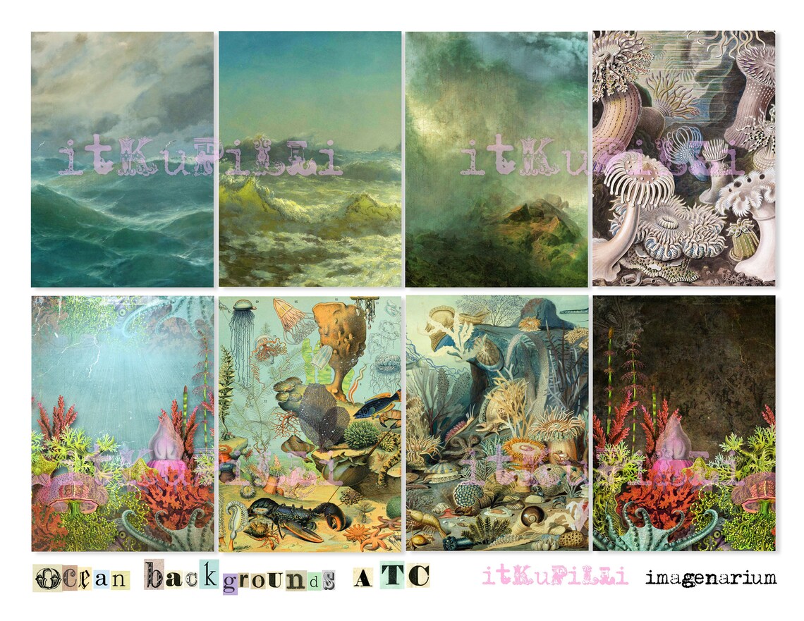Ocean Backgrounds - Underwater, Sea, Water - Digital Collage Sheet ...