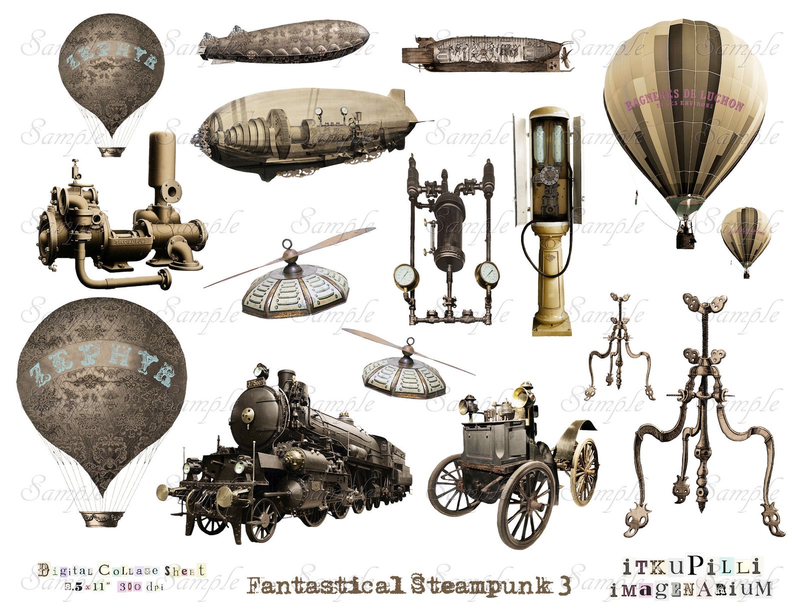 Fantastical Steampunk 4 X Digital Collage Sheet Jpg and - Etsy