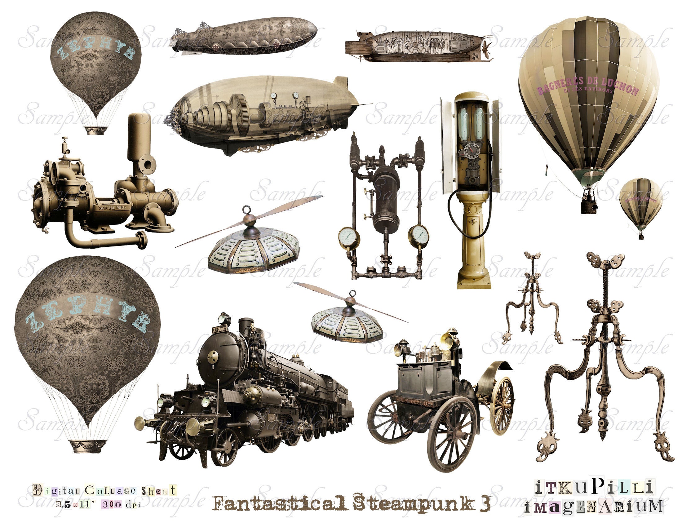Fantastical Steampunk 4 X Digital Collage Sheet Jpg and - Etsy