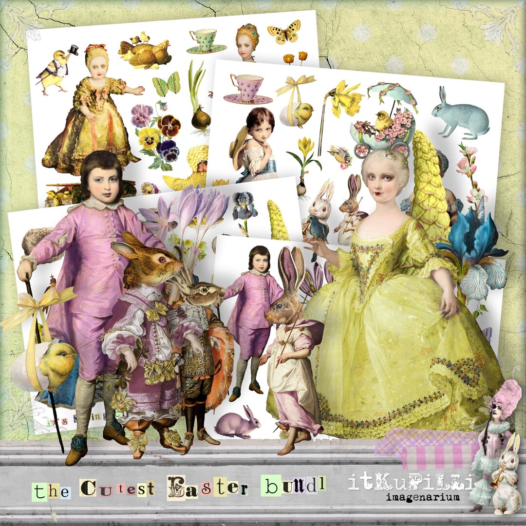 The Cutest Easter Bundle - Spring - 4 X Digital Collage Sheet - Jpg and ...