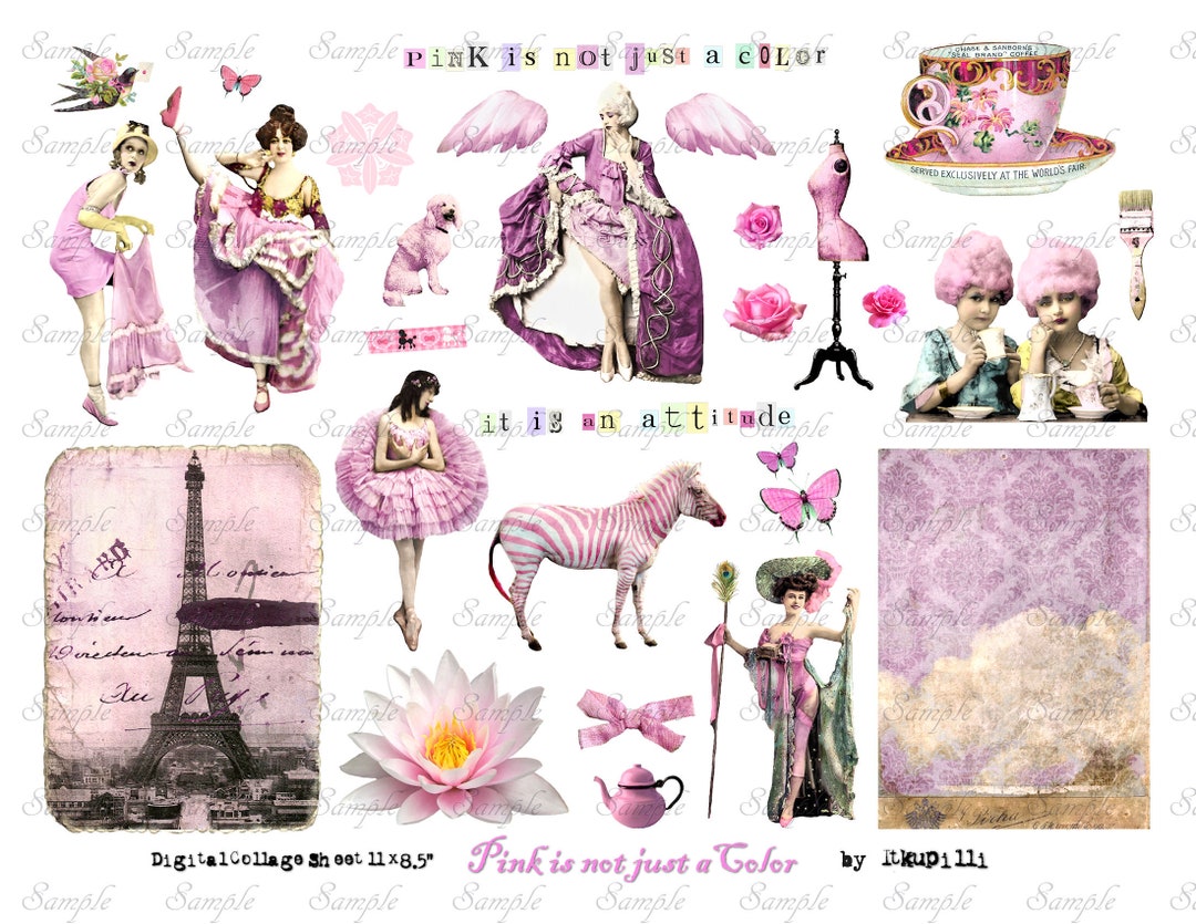 Pink is Not Just a Color - Digital Collage Sheet - Jpg and Png ...