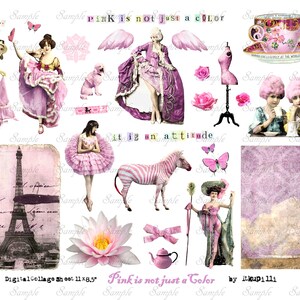 Pink is Not Just a Color - Digital Collage Sheet - Jpg and Png ...