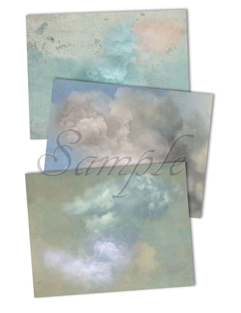 Cloudy Skies Large backgrounds Digital Collage Sheet | Etsy