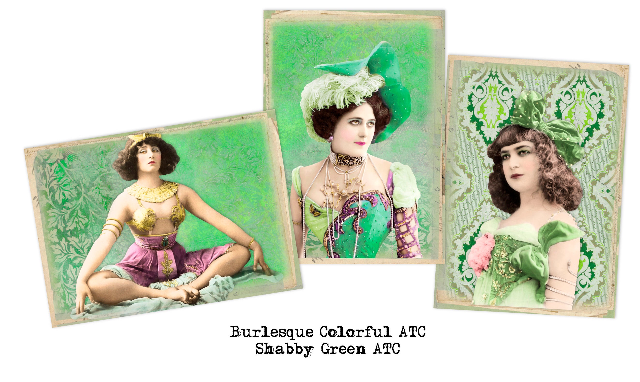 Burlesque Colorful - ATC Sized Vintage Characters - Digital Collage ...