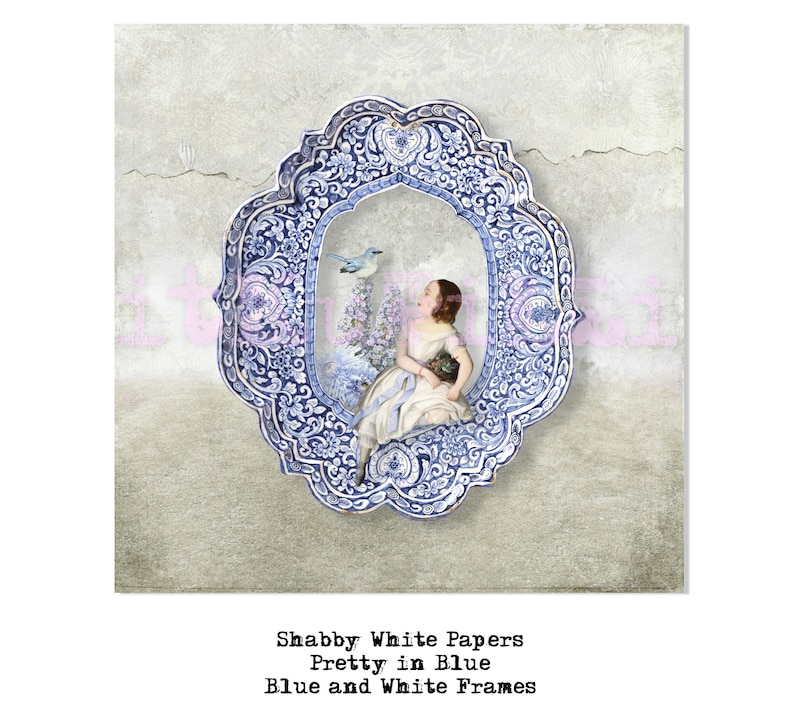 Blue and White Frames Individual Files Digital Collage - Etsy