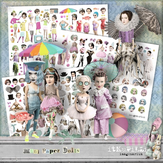 Mini Paper Dolls Bundle 3 X Digital Collage Sheet ATC Size - Etsy Canada