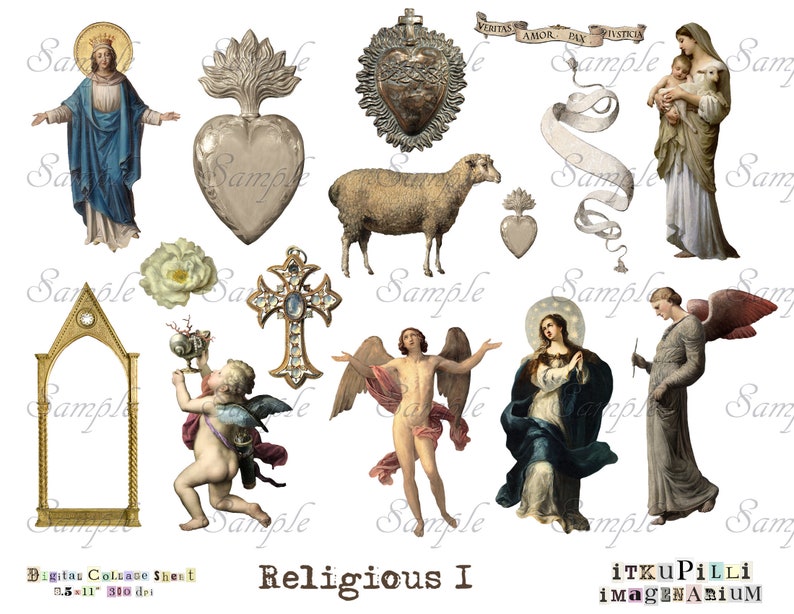 Religious Bundle 3 X Digital Collage Sheet Jpg and Png | Etsy