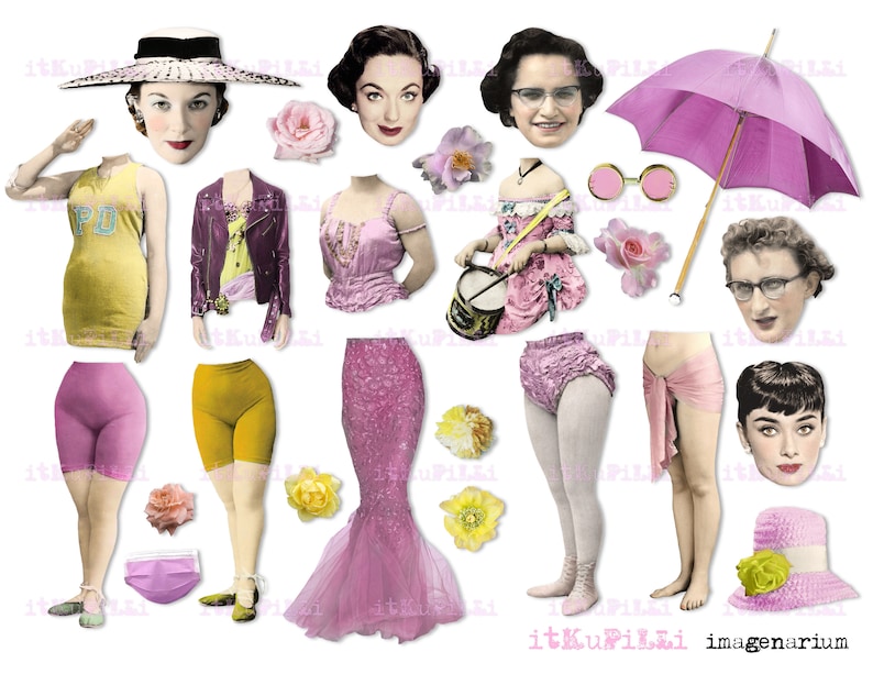 Vintage Paper Dolls Bundle 3 X Digital Collage Sheet Jpg - Etsy