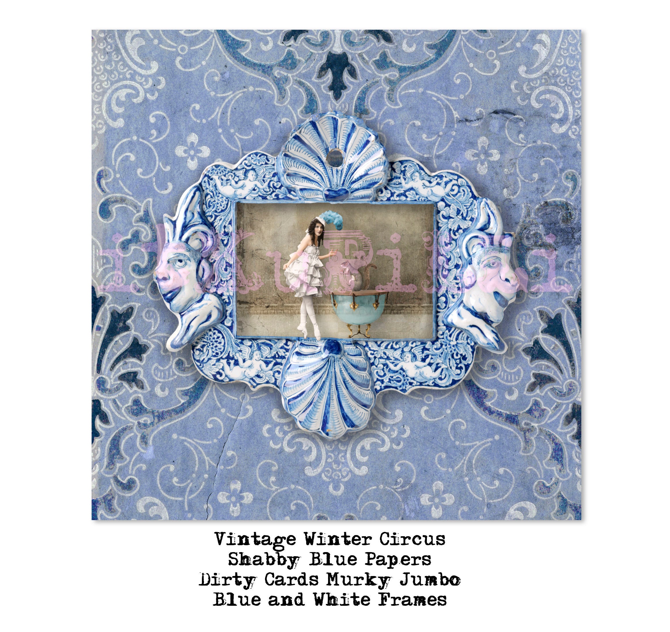 Blue and White Frames Individual Files Digital Collage - Etsy