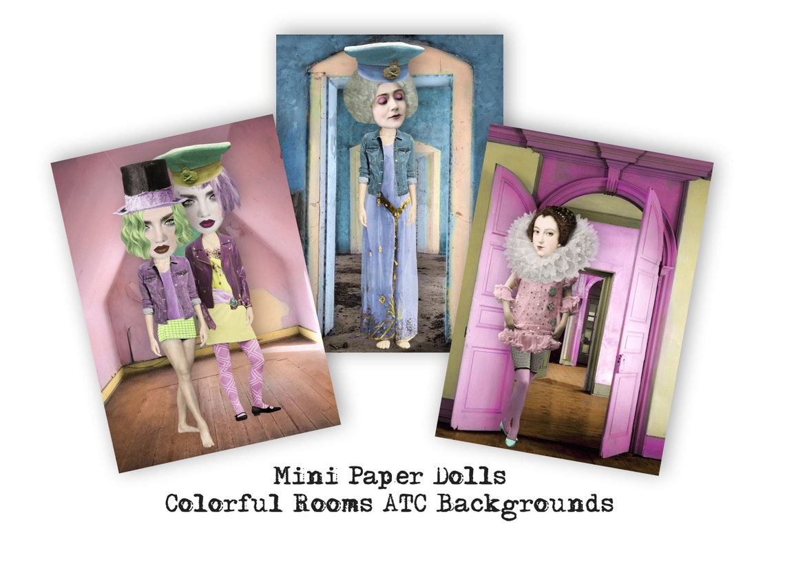 Mini Paper Dolls Bundle 3 X Digital Collage Sheet ATC Size - Etsy UK