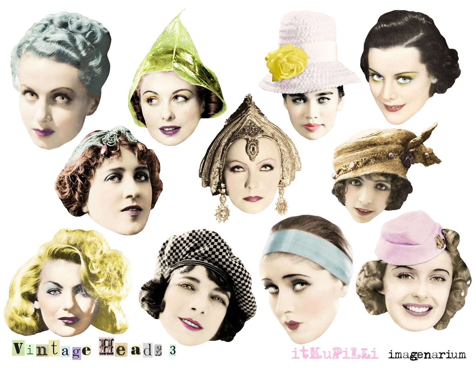 Vintage Heads Women 4 X Digital Collage Sheet Jpg and Png - Etsy