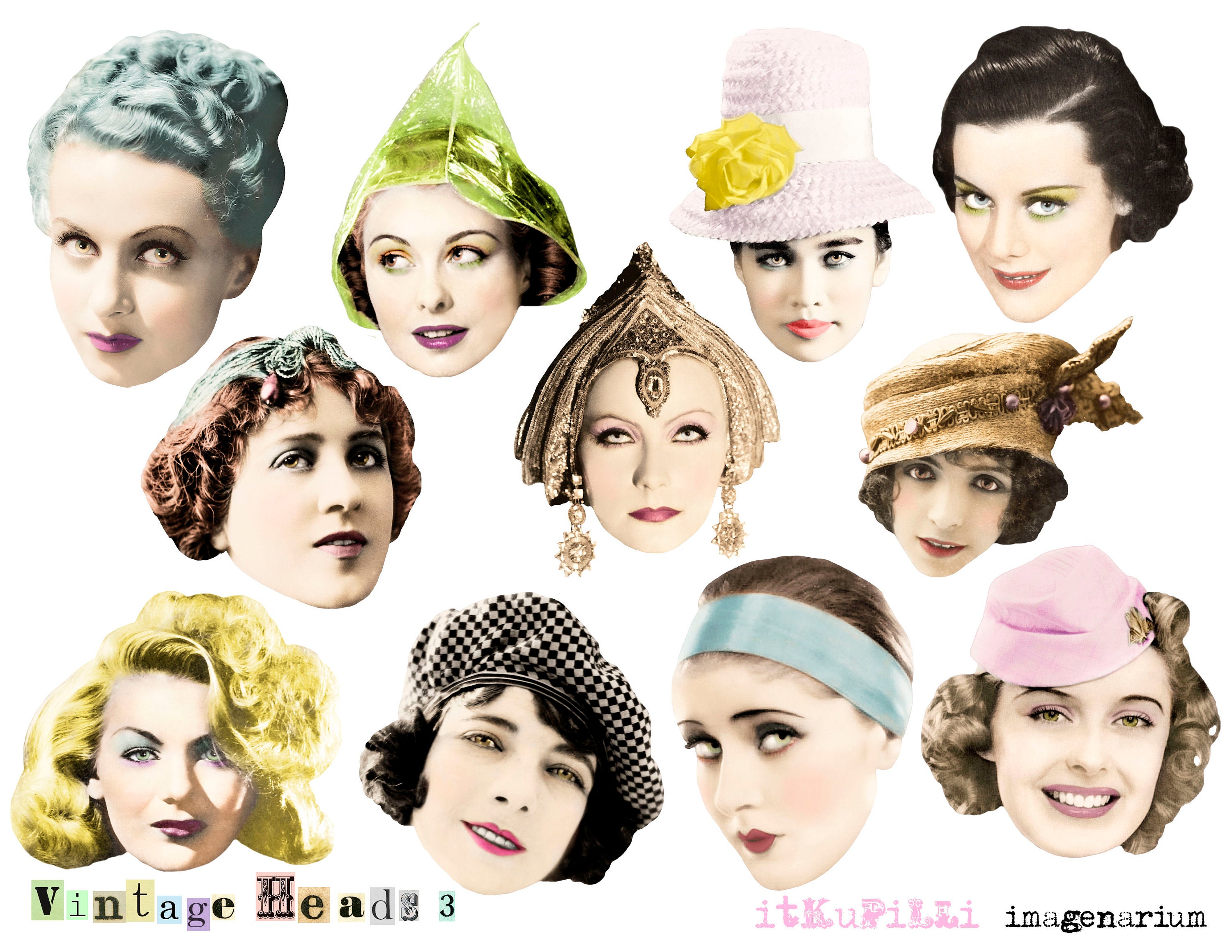 Vintage Heads Women 4 X Digital Collage Sheet Jpg and Png - Etsy