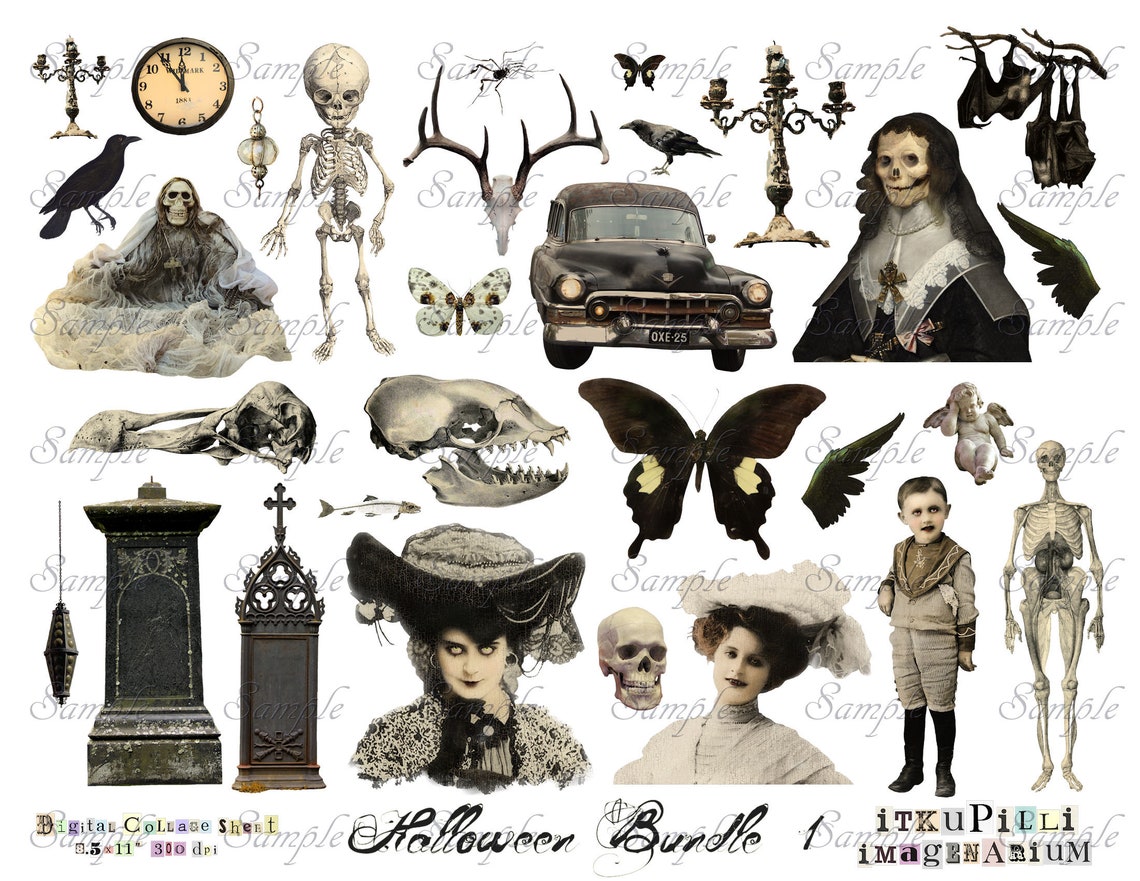 Halloween Bundle 3 X Digital Collage Sheet Jpg and Png | Etsy