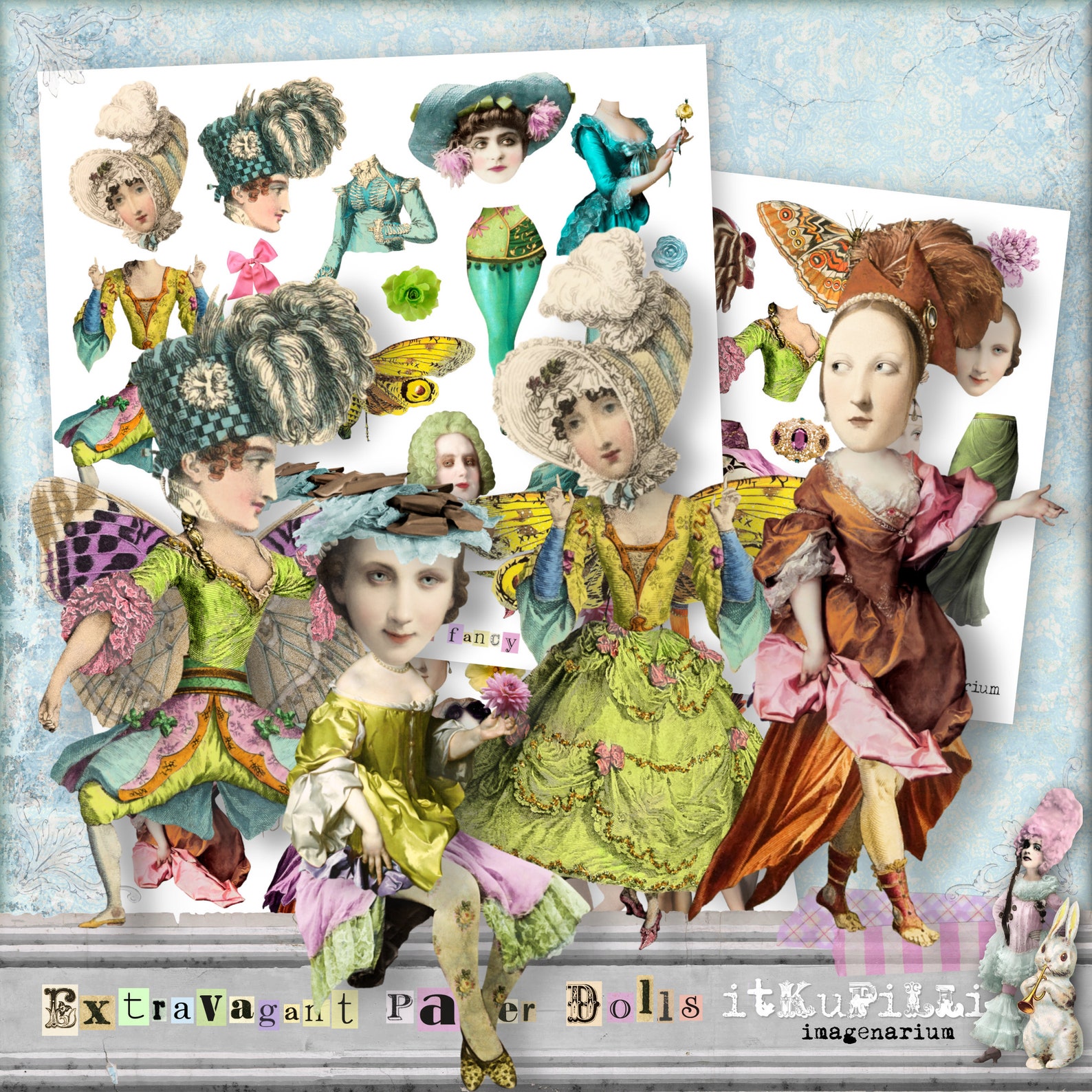 Extravagant Paper Dolls Bundle 3 X Digital Collage Sheet - Etsy