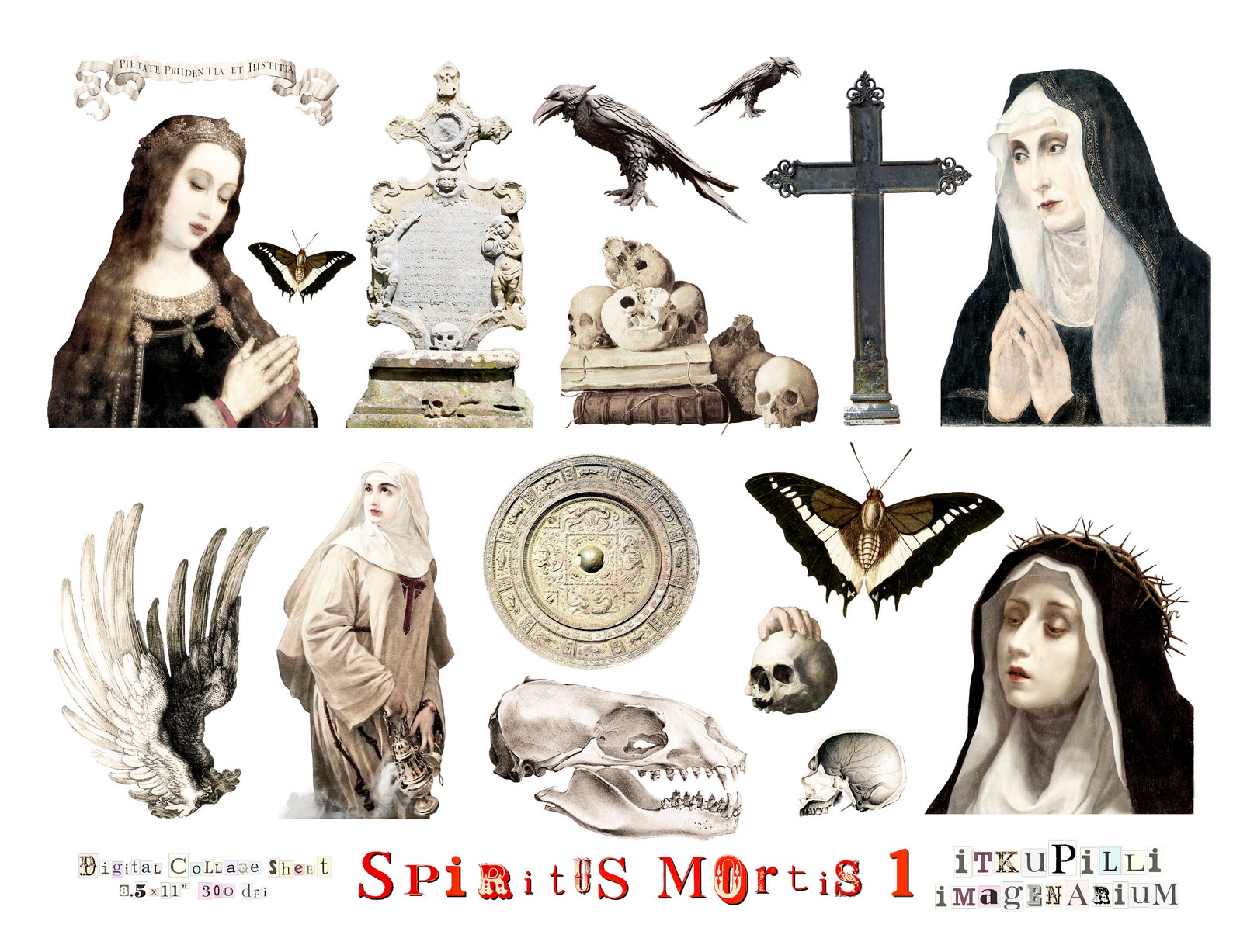 Spiritus Mortis - Halloween - 3 X Digital Collage Sheet - Jpg and Png ...