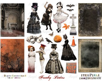 Cemetery Halloween Digital Collage Sheet Jpg and Png | Etsy