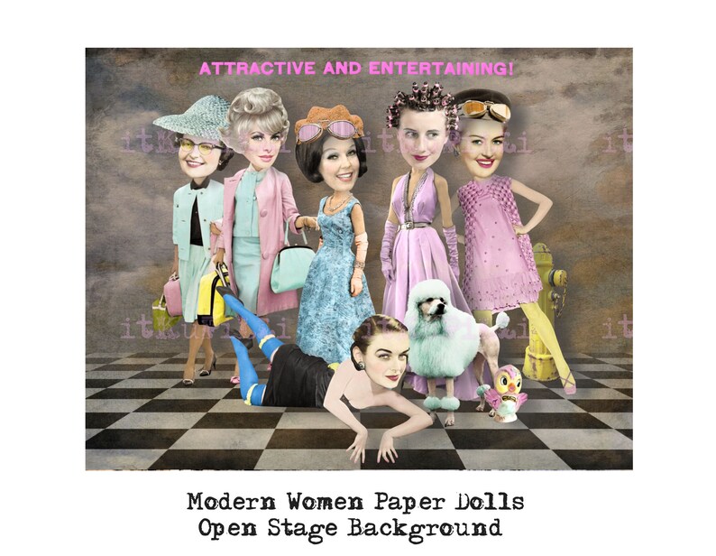 Modern Women Paper Dolls - Retro - Bundle 3 X Digital Collage Sheet ...