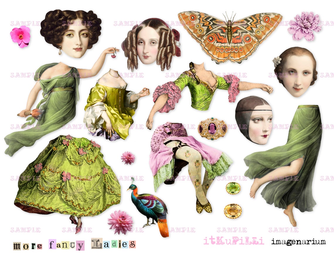 Extravagant Paper Dolls - Bundle 3 X Digital Collage Sheet - Jpg and ...