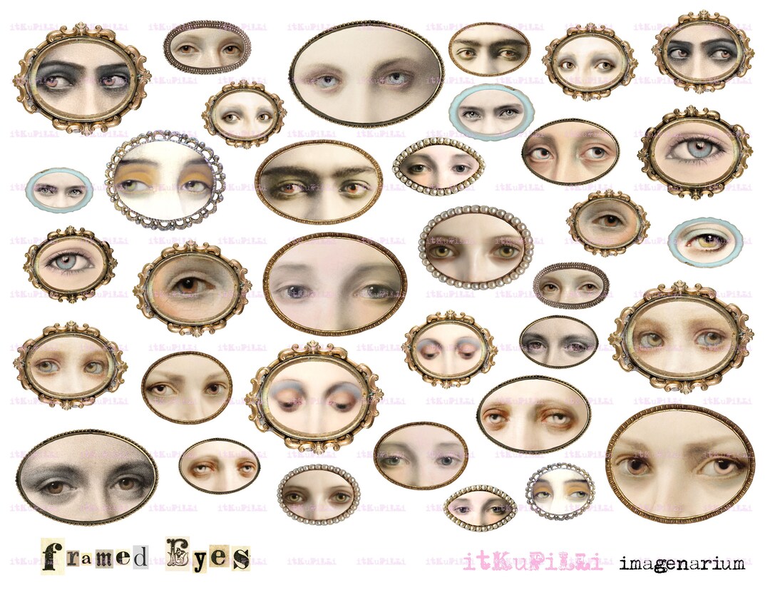 Framed Eyes - Digital Collage Sheet - Jpg and Png - Printable, Instant ...