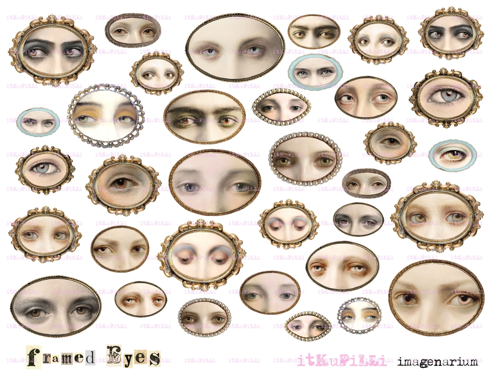 Framed Eyes Digital Collage Sheet Jpg and Png Printable - Etsy UK