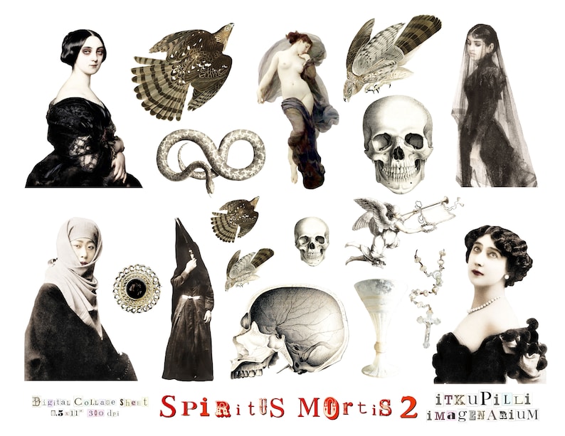 Spiritus Mortis - Halloween - 3 X Digital Collage Sheet - Jpg and Png ...