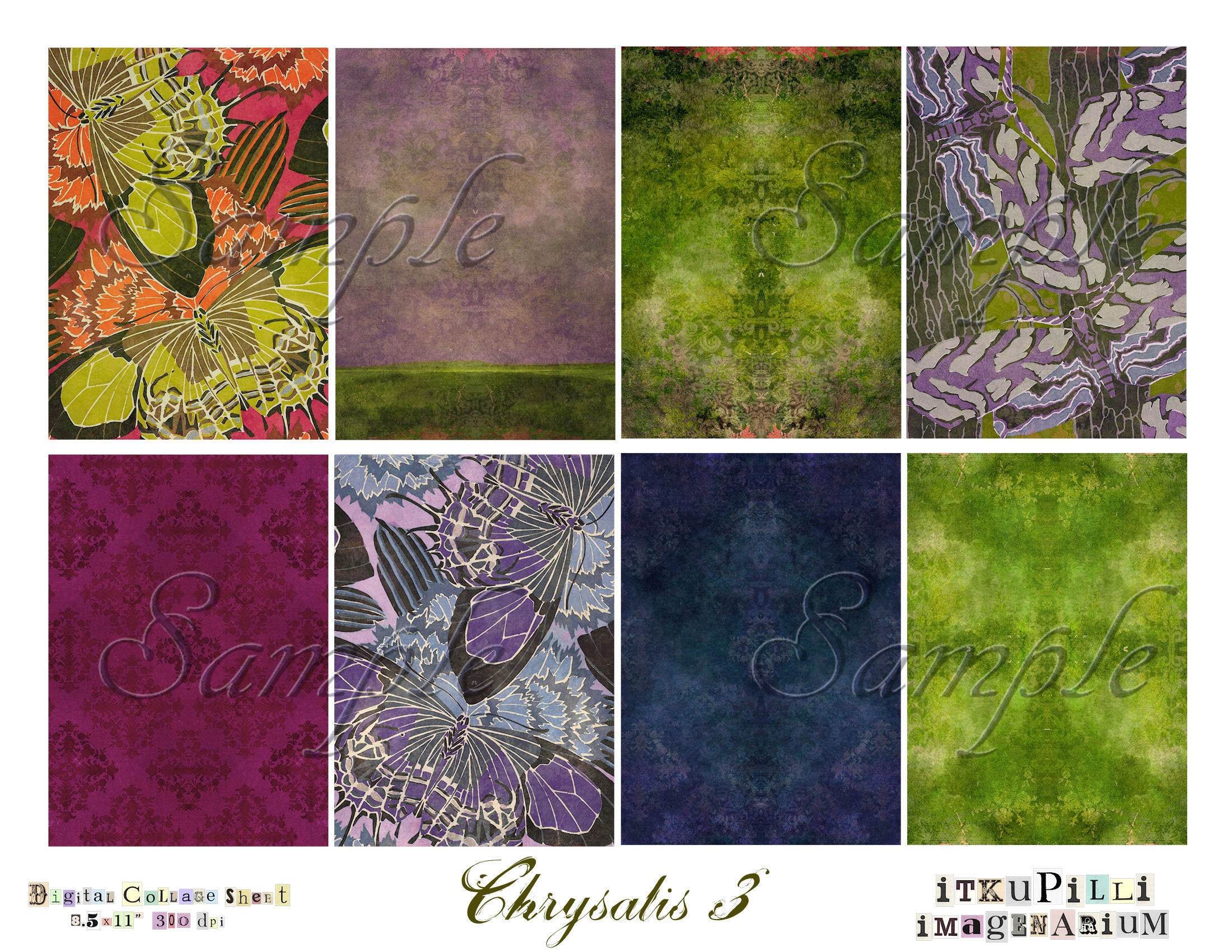 Chrysalis Bundle 3 x Digital Collage Sheet jpg and png | Etsy