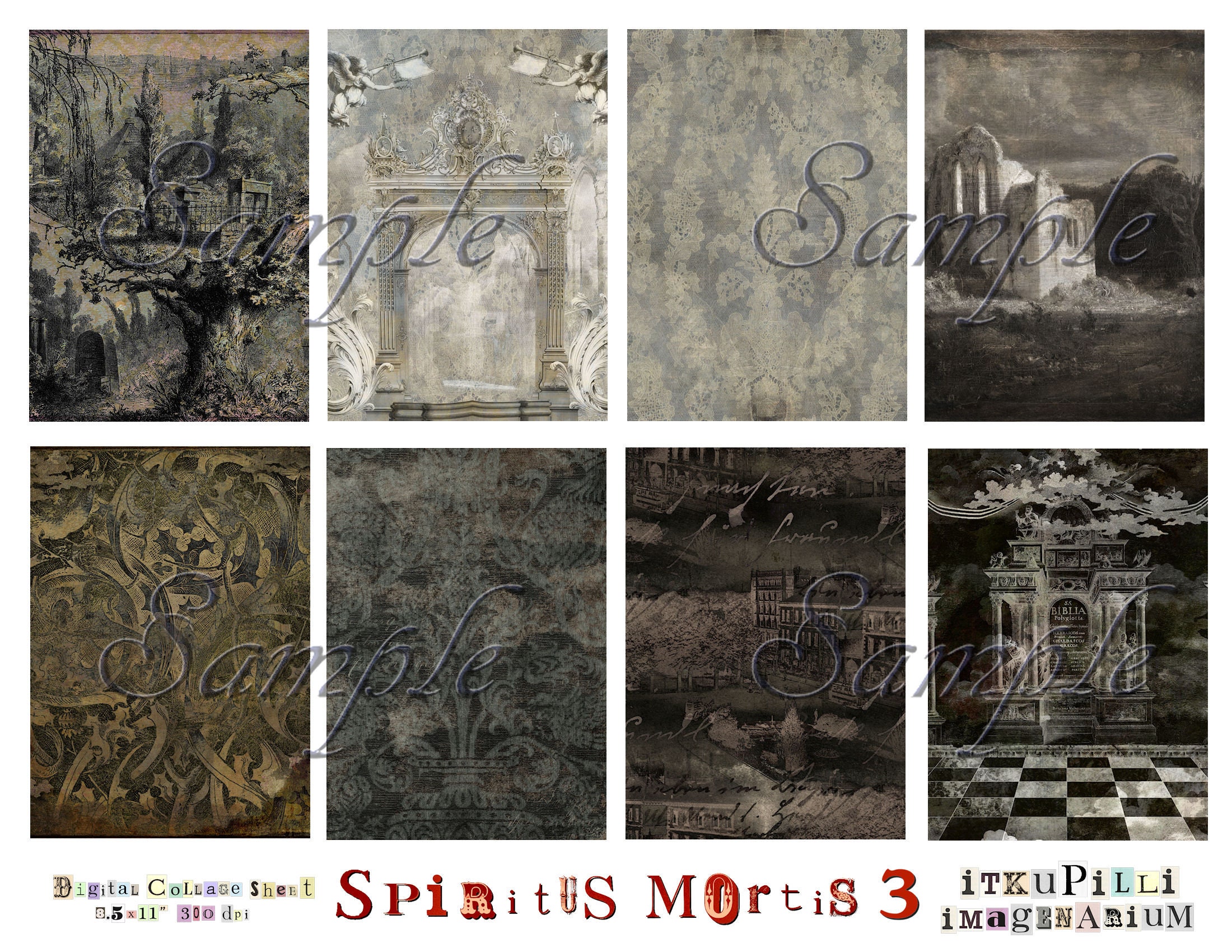 Spiritus Mortis Halloween 3 x Digital Collage Sheet jpg | Etsy