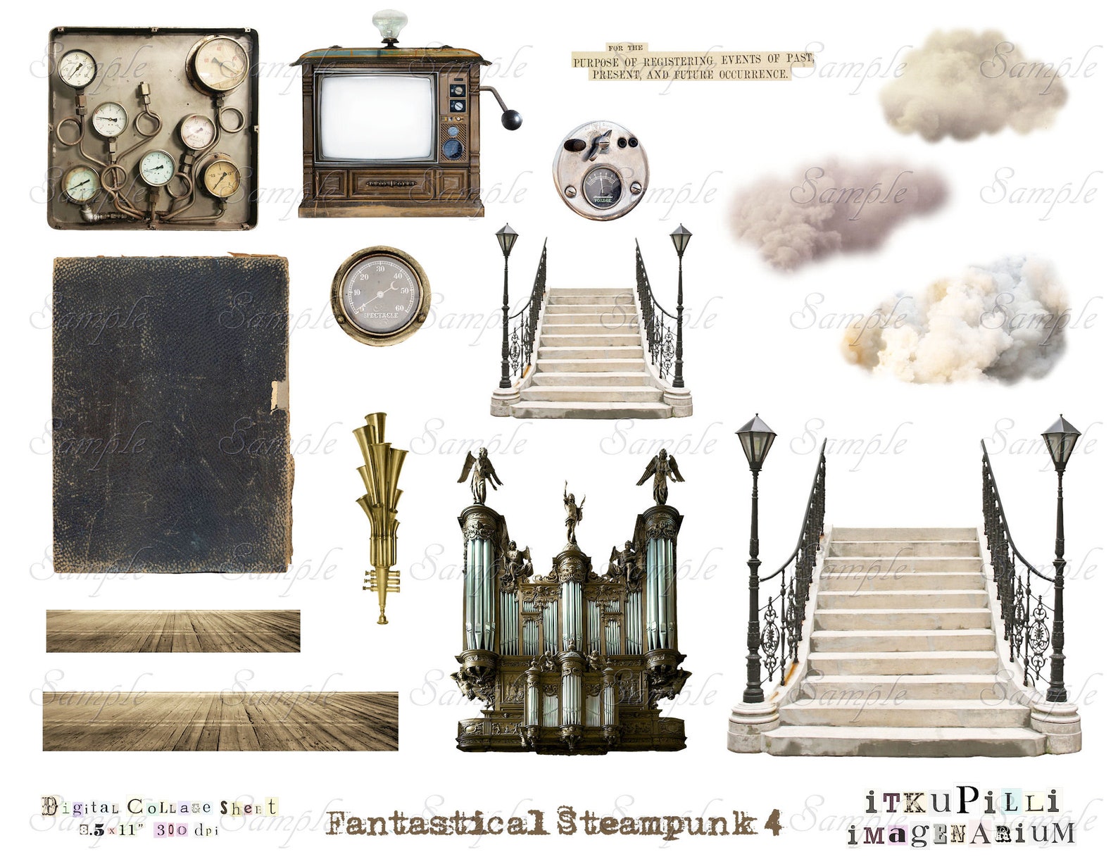 Fantastical Steampunk - 4 X Digital Collage Sheet - Jpg and Png ...