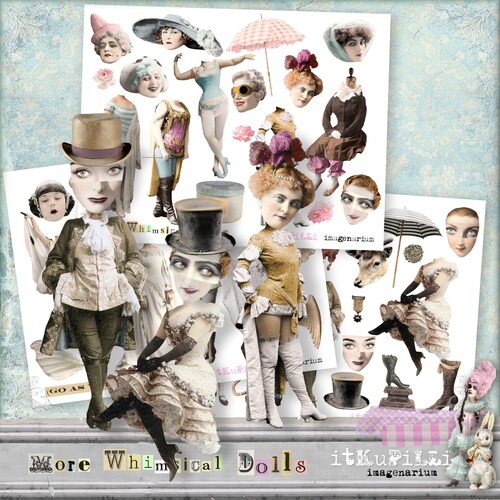 Retro Art Paper Dolls Digital Collage Sheet Jpg Png - Etsy