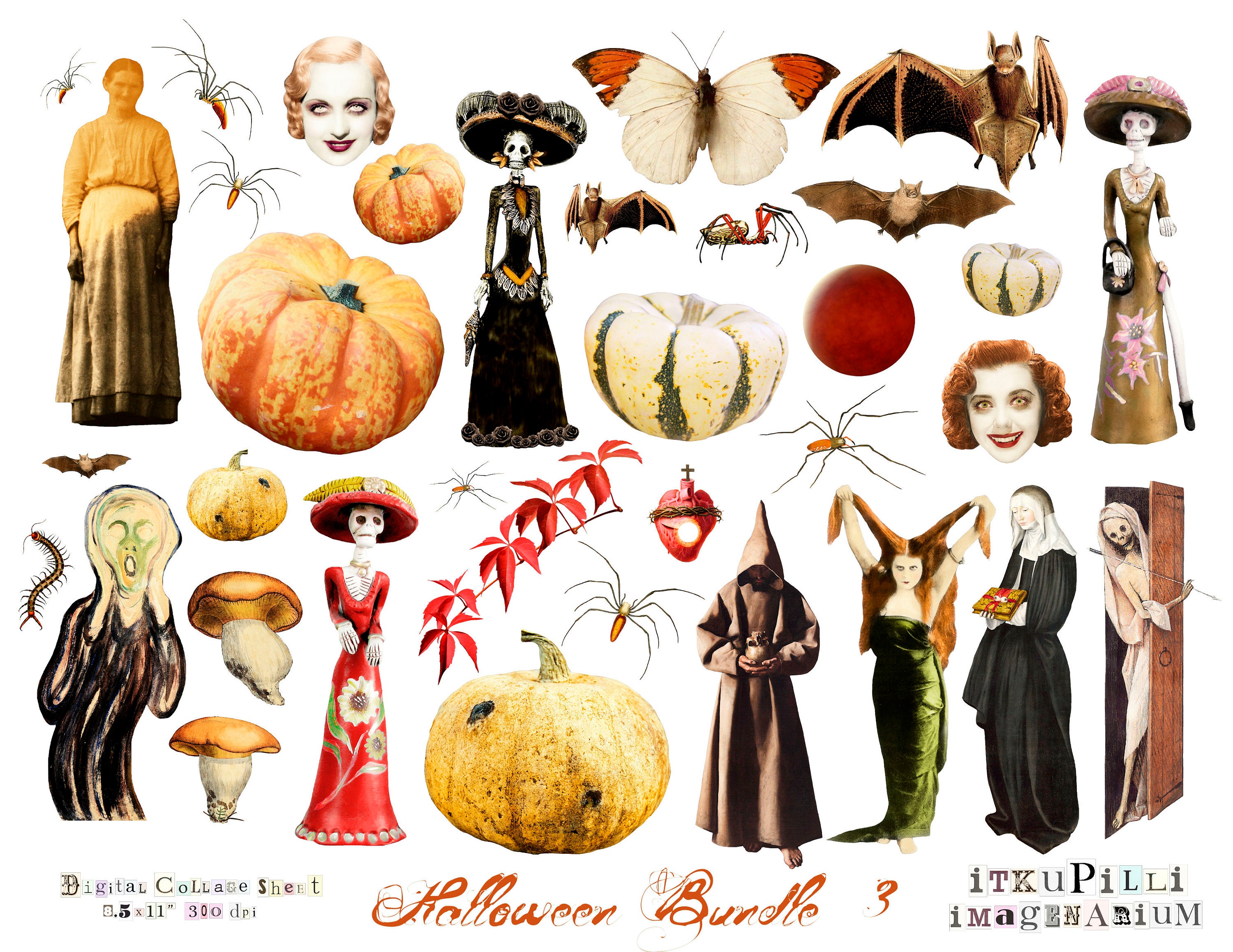 Halloween Bundle 3 X Digital Collage Sheet Jpg and Png - Etsy
