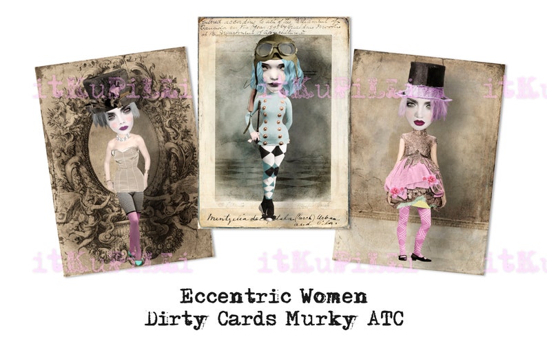Eccentric Women ATC Sized Characters Digital Collage Sheet - Etsy