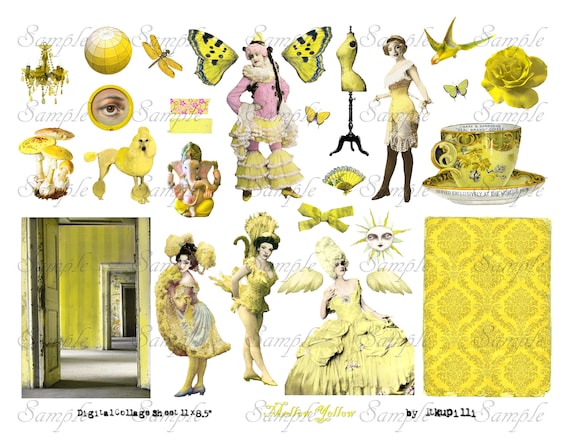 Mellow Yellow Digital Collage Sheet Jpg and Png - Etsy