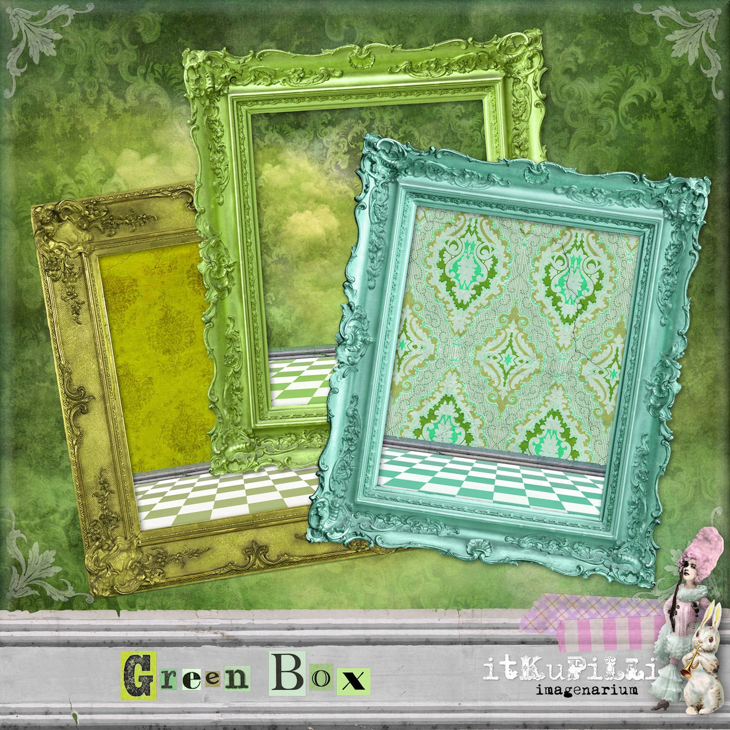 Green Box Lime Mint Olive Frames Rooms Stages - Etsy
