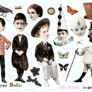Wicked Kids - Paper Dolls - Halloween - Bundle 3 X Digital Collage ...