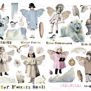 Winter Fairies Small - Christmas - ATC Sized Characters - Digital ...